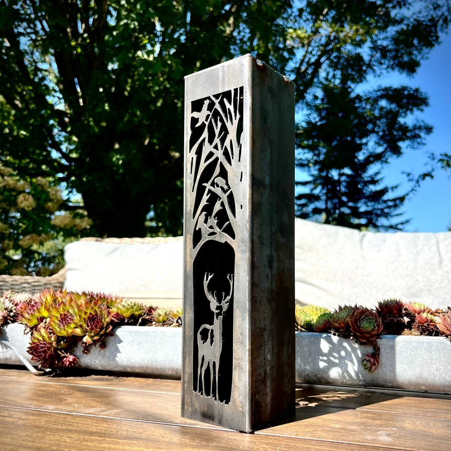 Vertical Garden Column w/ Solar Light – Whitetail Buck Forest Design